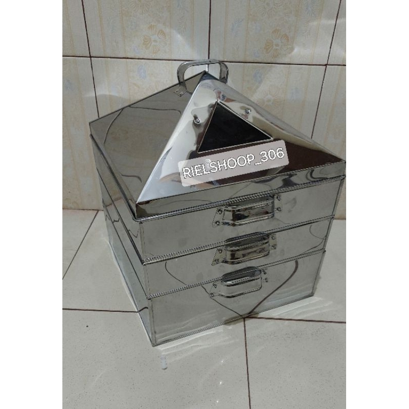 Jual kelakat kotak persegi susun 3 uk 35x35cm bahan stainles steel ...