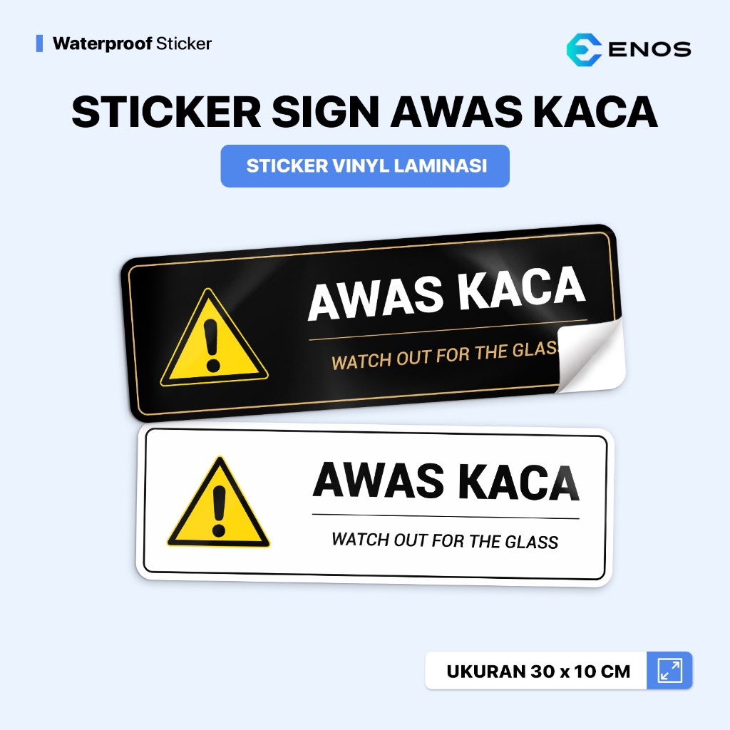 Jual Stiker Sign Label Awas Kaca Stiker Penunjuk Awas Kaca Vinyl Glossy ...