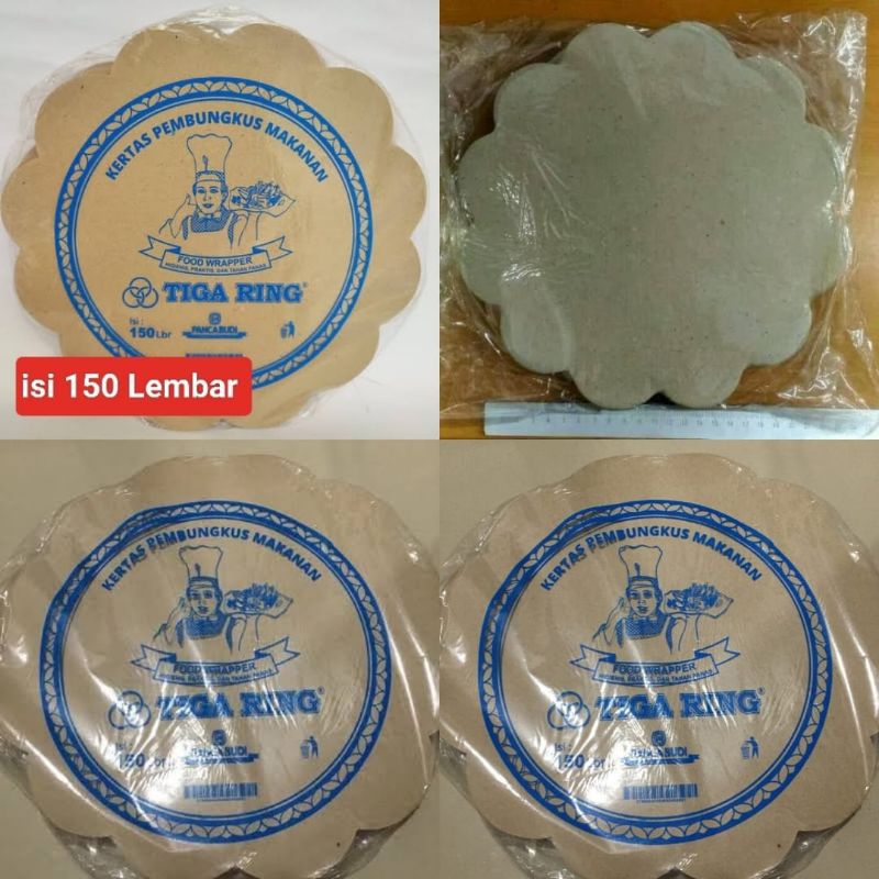 Jual kertas nasi bulat kertas nasi bermotif isi 150 lembar tiga ring ...