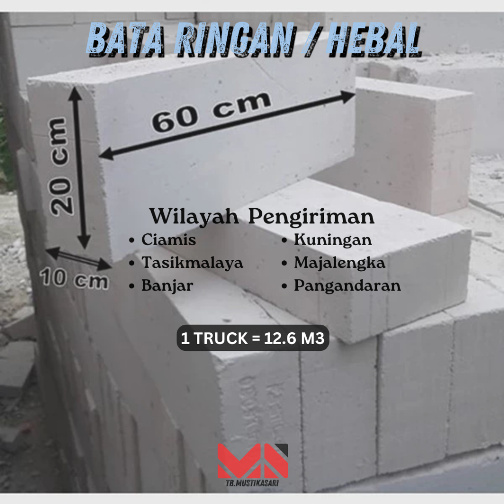 Jual Bata Ringan Hebal SNI Hebel Premium 12.6 m3 Premium Ukuran ...
