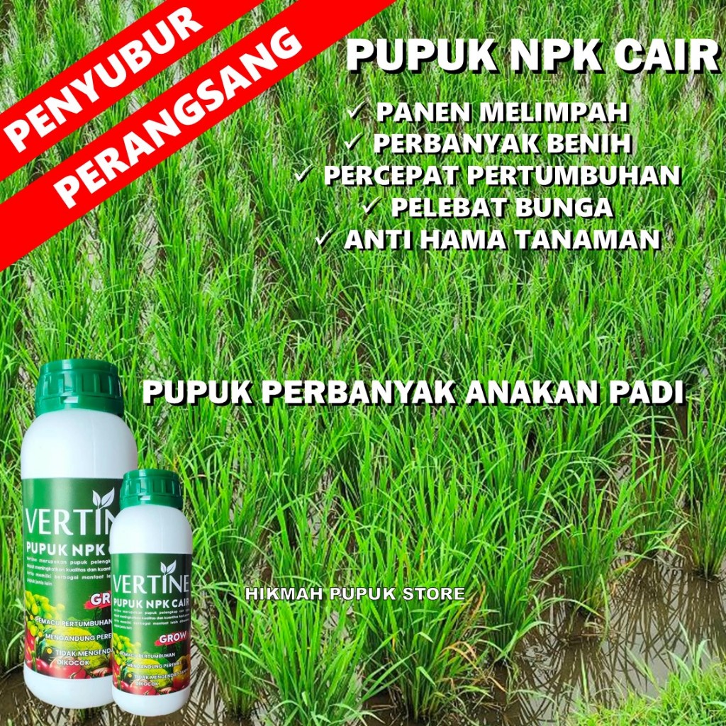 Jual Pupuk Ajaib Perbanyak dan Pelebat Anakan Padi + ZPT Special Vertine Grow Penambah Benih dan ...