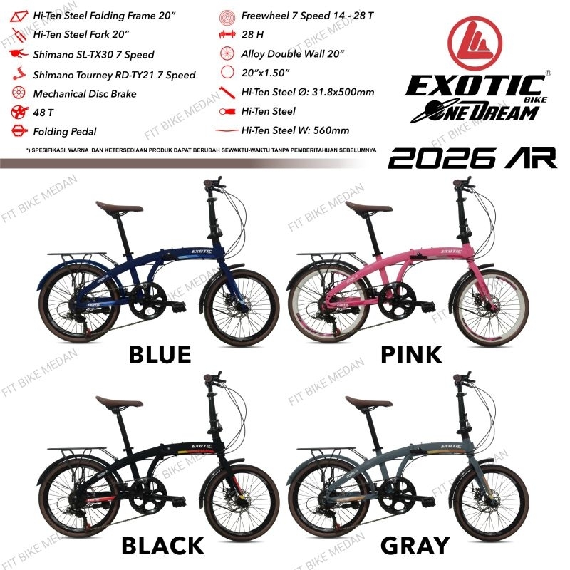 Jual SEPEDA LIPAT FOLDING BIKE EXOTIC 20 INCH 2026 AR ONE DREAM 7 SPEED ...