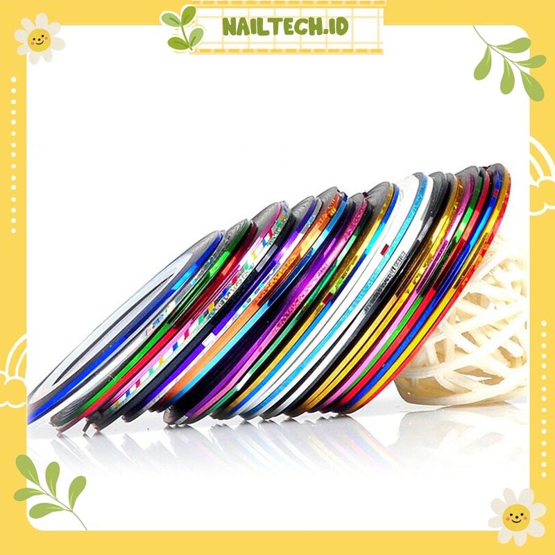 Jual Nail Art Stripping Tape 1mm Gold Silver / Selotip isolasi Sticker ...