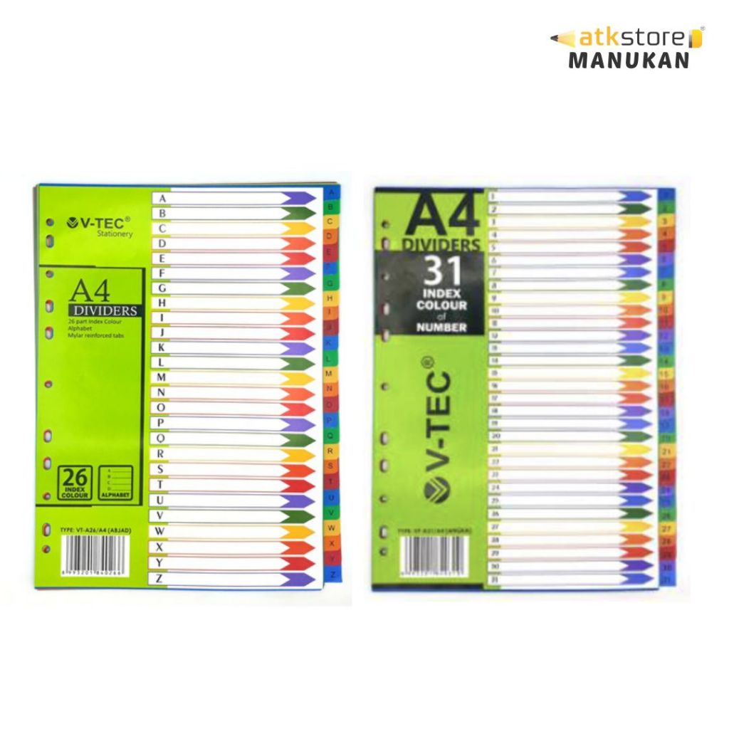 Jual Pembatas halaman binder Loose Leaf Divider ANGKA V-TEC DIVIDER VT ...