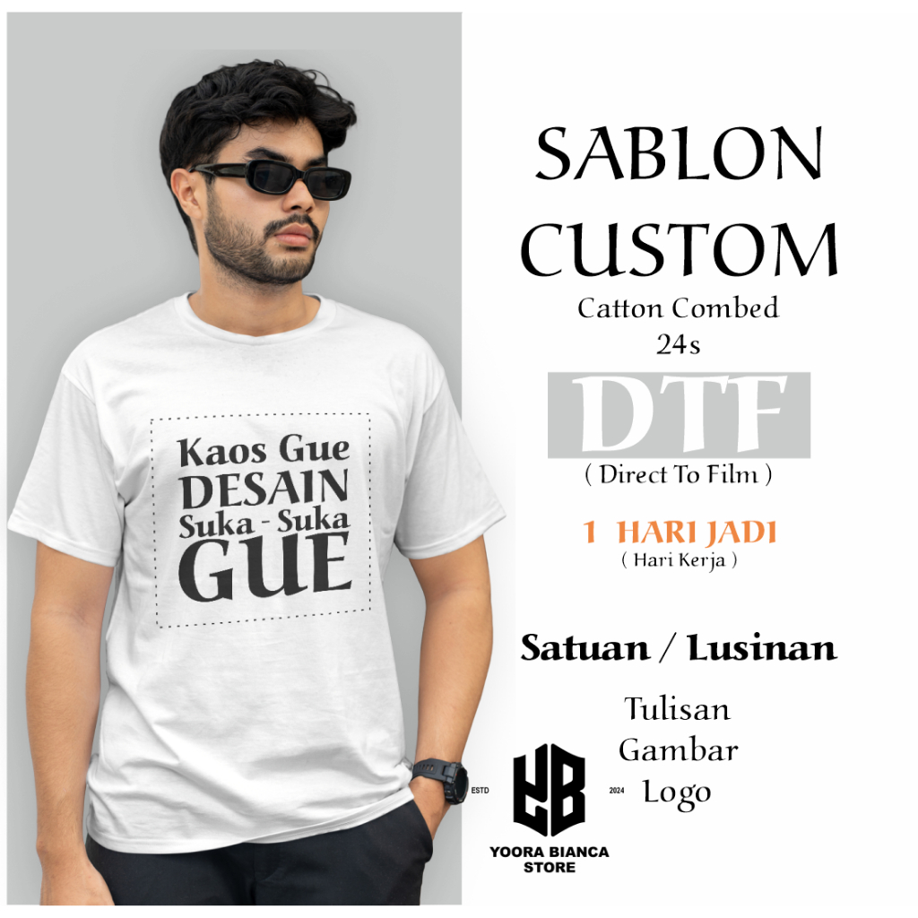 Jual Kaos Custom Sablon Satuan Full Cotton Desain Sendiri | Shopee Indonesia