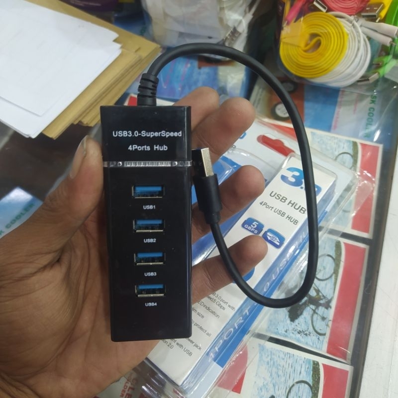 Jual USB HUB 4 PORT VERSI 3.0 PANJANG 30CM BIRU | Shopee Indonesia