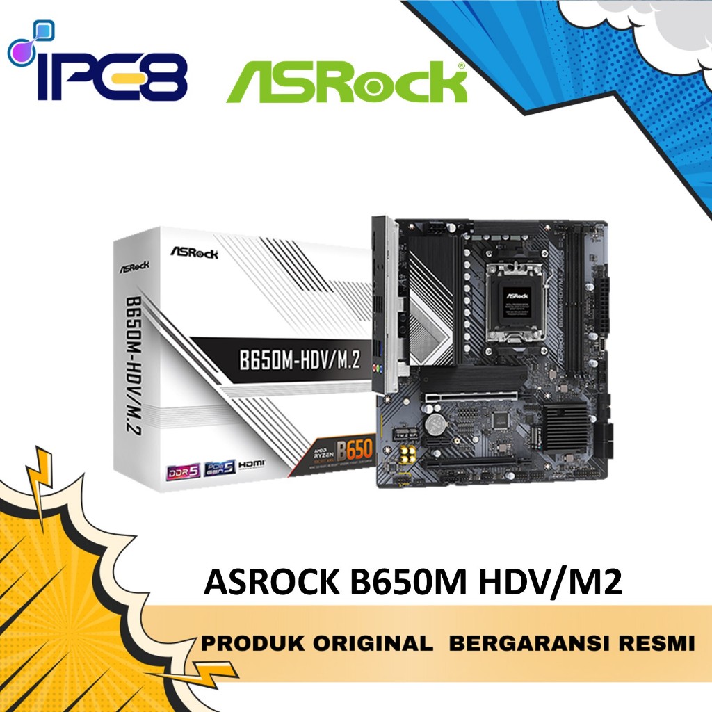 Jual ASROCK MOTHERBOARD B650M HDV/M2 (AMD, AM5, DDR5) | Shopee Indonesia