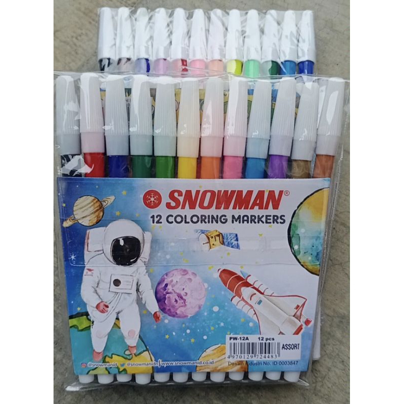 Jual Spidol SNOWMAN 12 coloring markers PW-12A | Shopee Indonesia