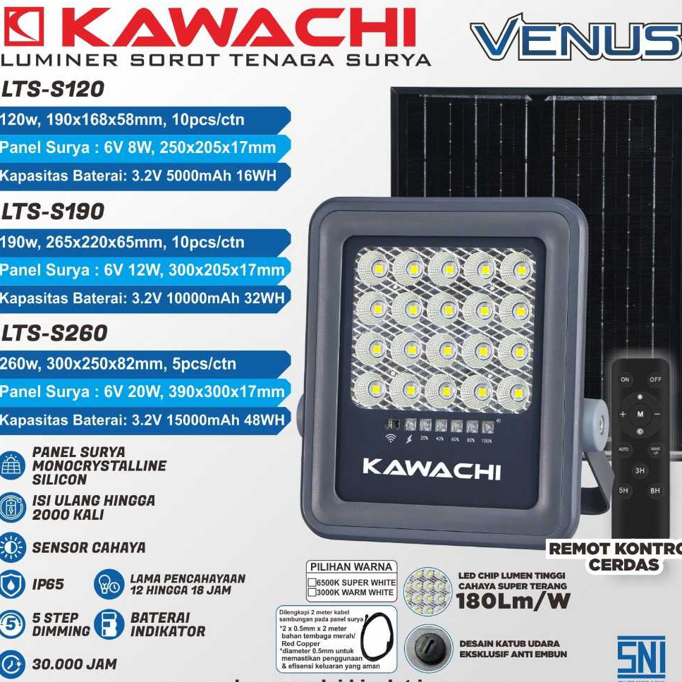 Jual KAWACHI LED SOLAR FLOOD LIGHT LAMPU SOROT TENAGA SURYA LTS S-120, S-190, S-260 | Shopee ...