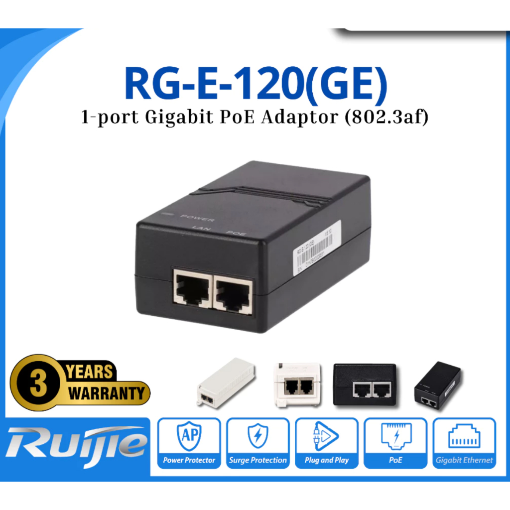 Jual RUIJIE PoE Adapter RG-E-120(GE) Power Injector - Gigabit Port ...