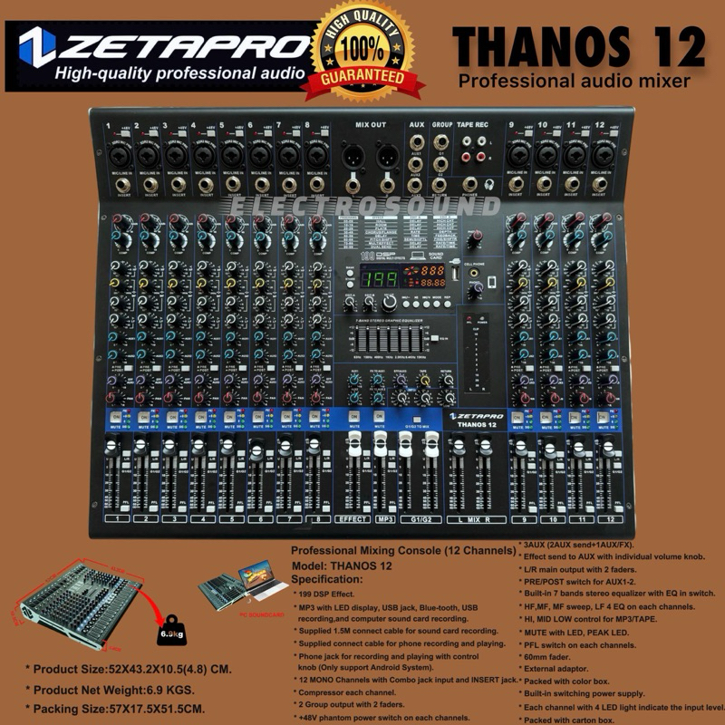 Jual MIXER AUDIO ZETAPRO THANOS 12, COMPRESSOR / Zetapro Original | Shopee Indonesia