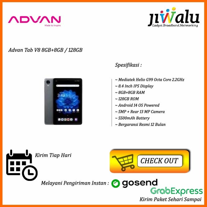 Jual Advan Tab V8 8GB+8GB / 128GB | Shopee Indonesia