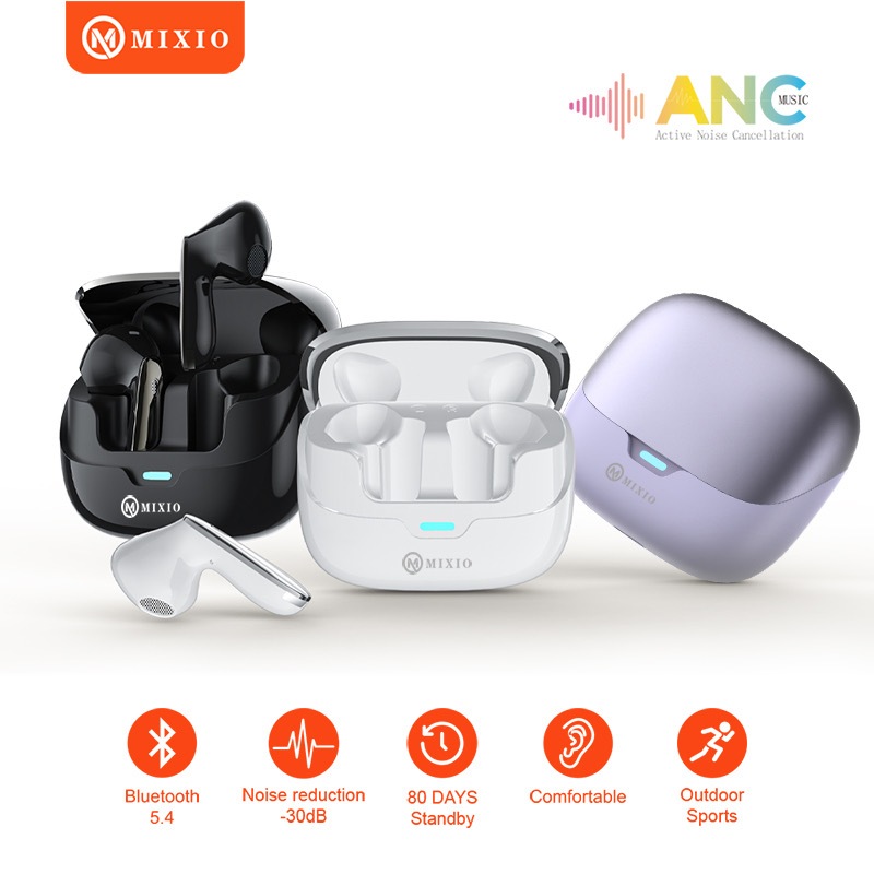 Jual MIXIO X36 ANC ENC Smart 6 Mics Hybrid AI Dual Wireless Earbuds ...