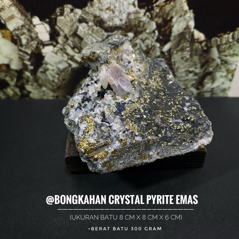 Jual Bongkahan Crystal Pyrite Quartz L44 atau Batu Kristal Pyrite atau ...