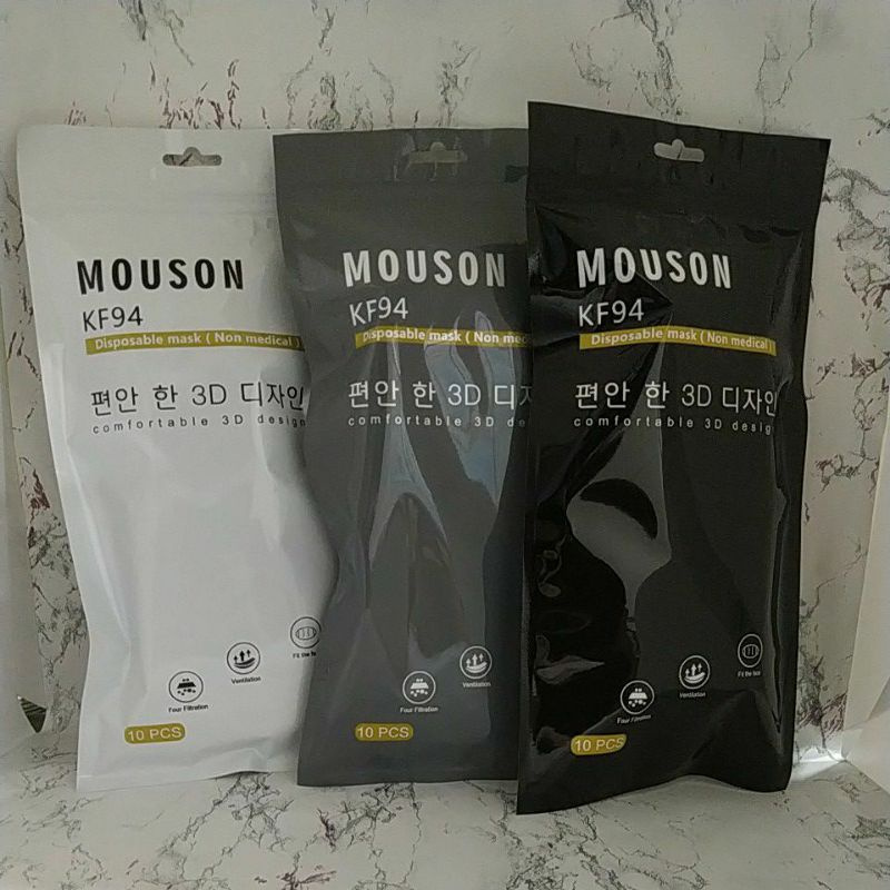 Jual Masker Kf94 Mouson 4 PLY isi 10 pcs per Bungkus Warna Hitam, Putih, Abu, Coffee | Shopee ...