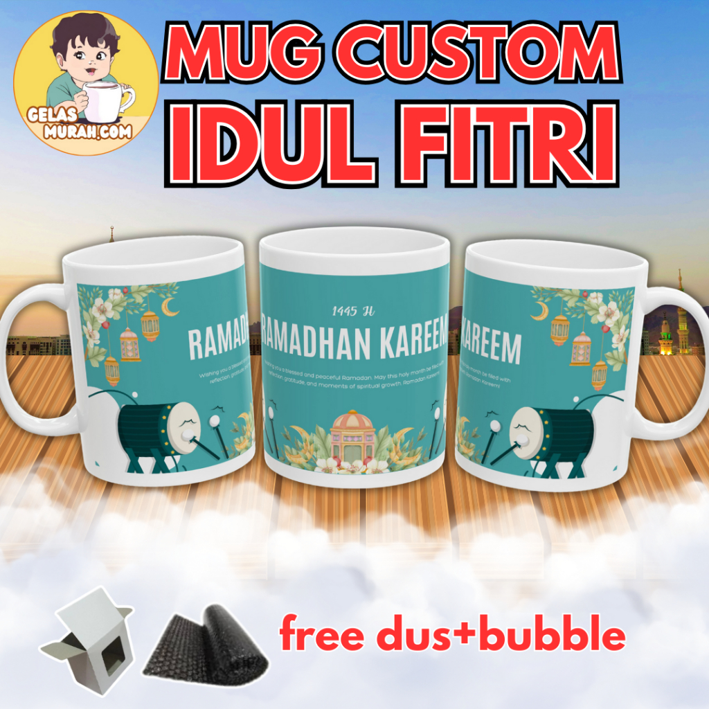 Jual CETAK MUG IDUL FITRI / CUSTOM GELAS HARI RAYA IDUL FITRI / MUG ...