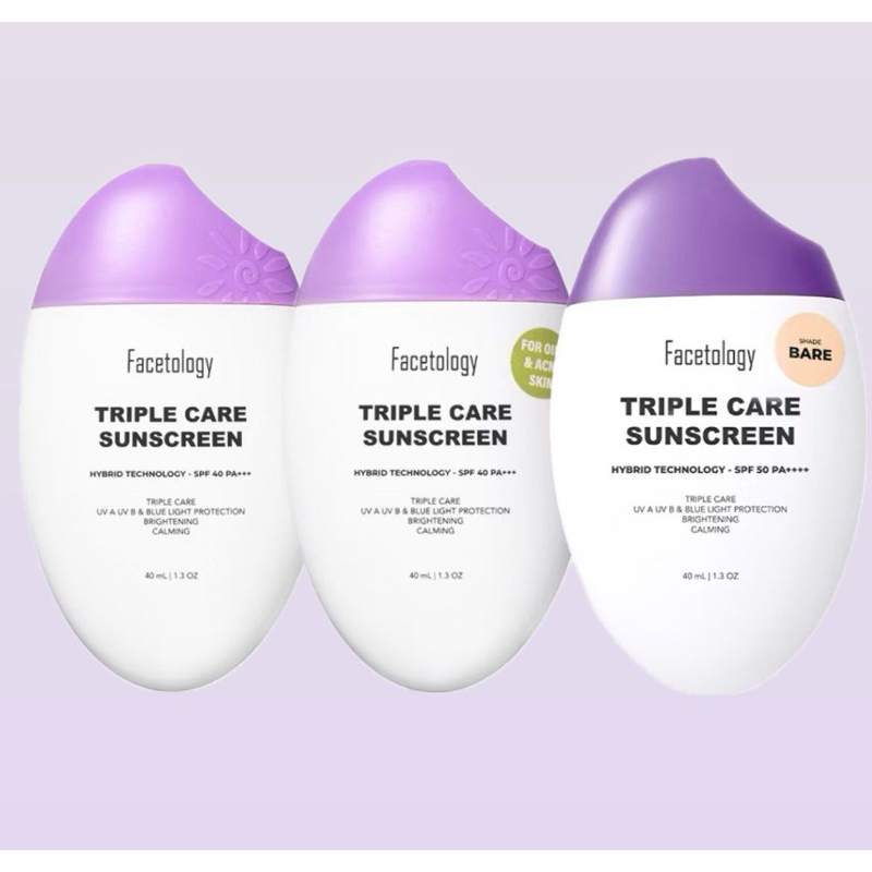 Jual Facetology Triple Care Sunscreen SPF 40+++ & Sunscreen For Oily Acne Prone Skin & Tinted ...