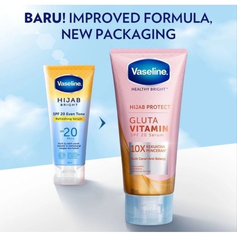 Jual Vaseline Hijab Protect Gluta Vitamin SPF 20++ Body Serum 180ml | Shopee Indonesia