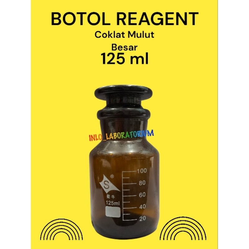 Jual Botol Reagent Coklat Mulut Besar 125 ml/Botol Reagen/Reagen Bottle Kaca | Shopee Indonesia