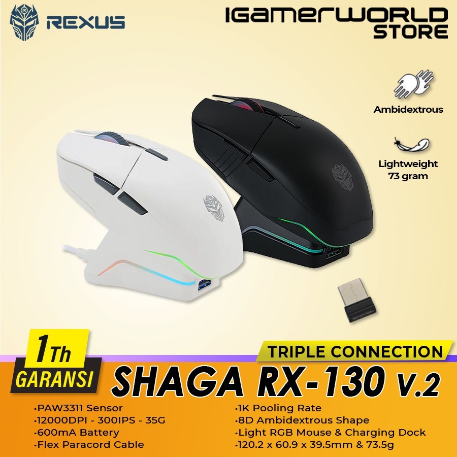 Jual Rexus Shaga RX130 Wireless Gaming Mouse | Shopee Indonesia