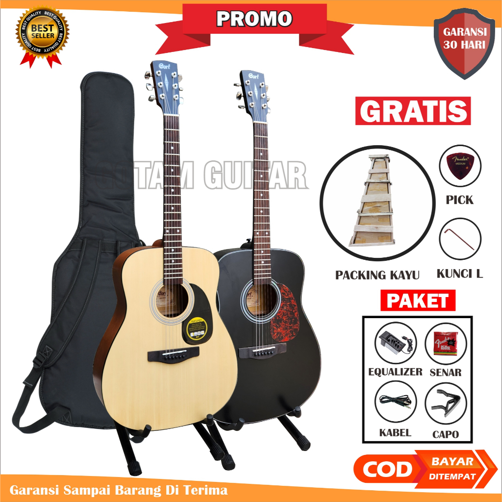 Jual Gitar Akustik Elektrik Cort Jumbo Custom Tanam Besi Aktif Bonus Lengkap Gratis Packing Kayu ...