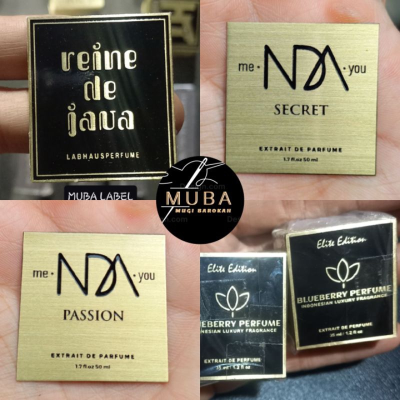 Jual LABEL PLAT PARFUM BAHAN LOGAM kuningan(gold) dan stainless(silver ...