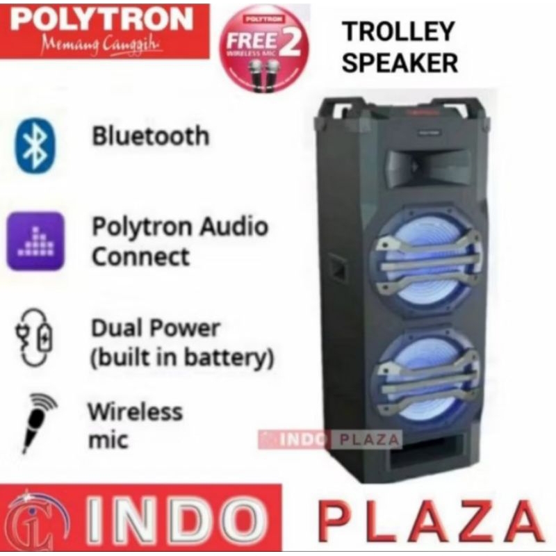 Jual SPEAKER POLYTRON PORTABLE PTS-12KF25 BLUETOOTH + FREE WIRELESS MIC ...