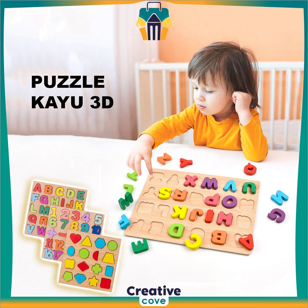 Jual Puzzle Alphabet Mainan Kayu Anak / Wooden Toys Puzzle Kayu 3D ...