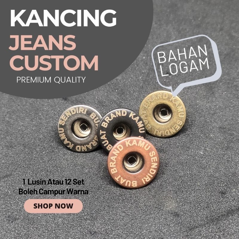 Jual Kancing Jeans Custom Nama Merk Sendiri 17mm Model Donat Isi 12 Set ...