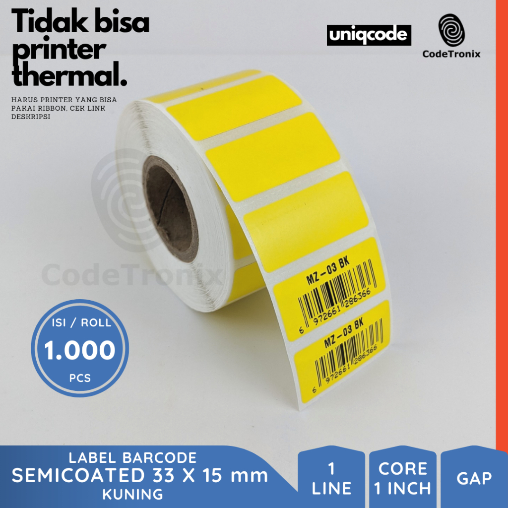 Jual Label Stiker Kertas Semicoated 33x15 Barcode Sticker Roll Warna 1 ...