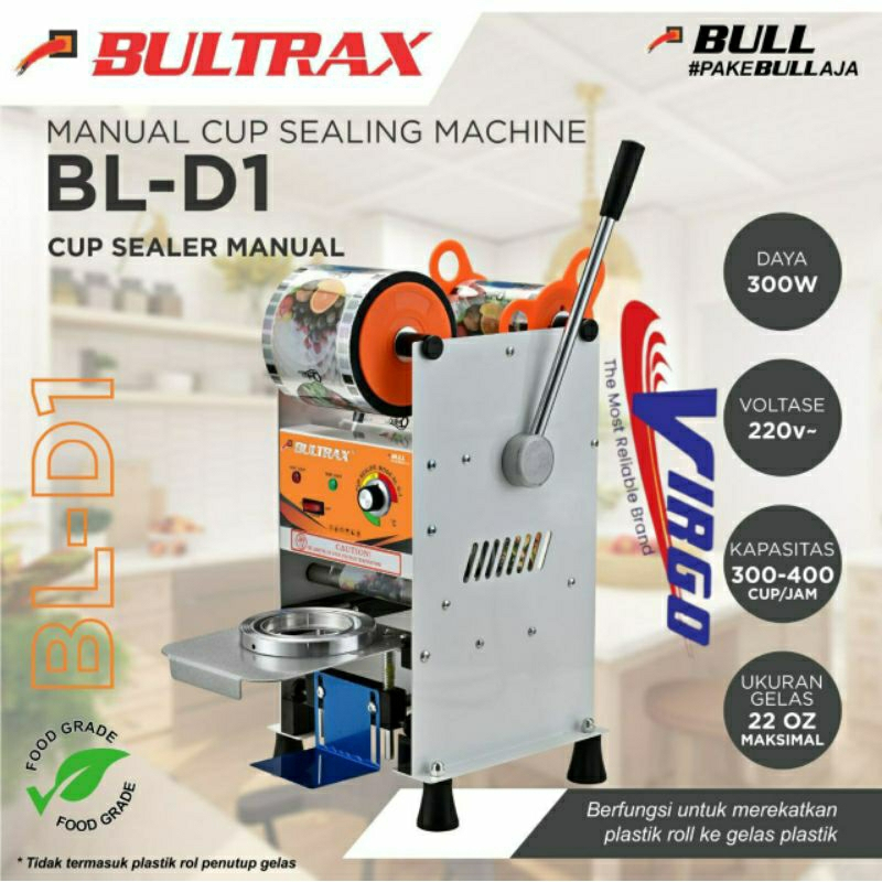 Jual BL-D1 MESIN PRESS GELAS PLASTIK MANUAL CUP SEALER SEALING MACHINE 22OZ 22 OZ BULL BL D1 ...