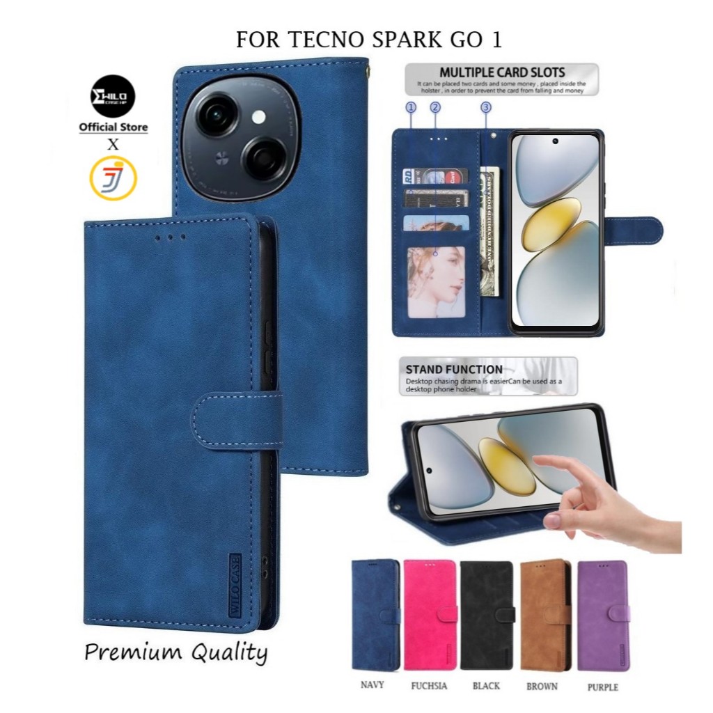 Jual Case Tecno Spark Go 1 Premium Case Flip Cover Wallet Kulit Casing ...