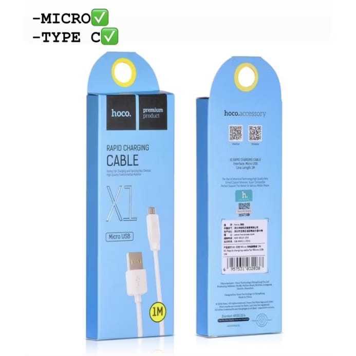 Jual Kabel Data Kd Hoco X1 Micro Dan Type C USB Charging Cable 1m ...
