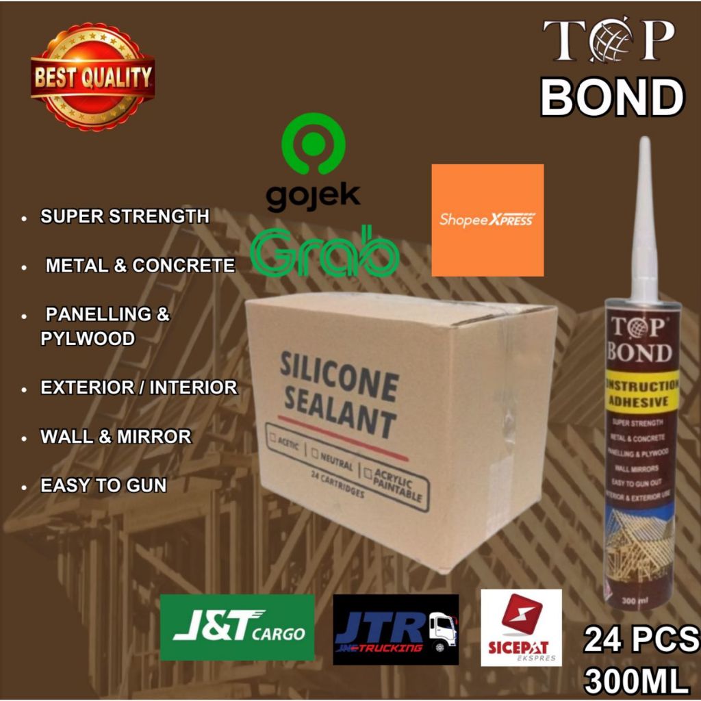Jual Lem Cermin/Kayu/ACP TOPBOND CA CONSTRUCTION ADHESIVE (1 Dus isi 24 ...