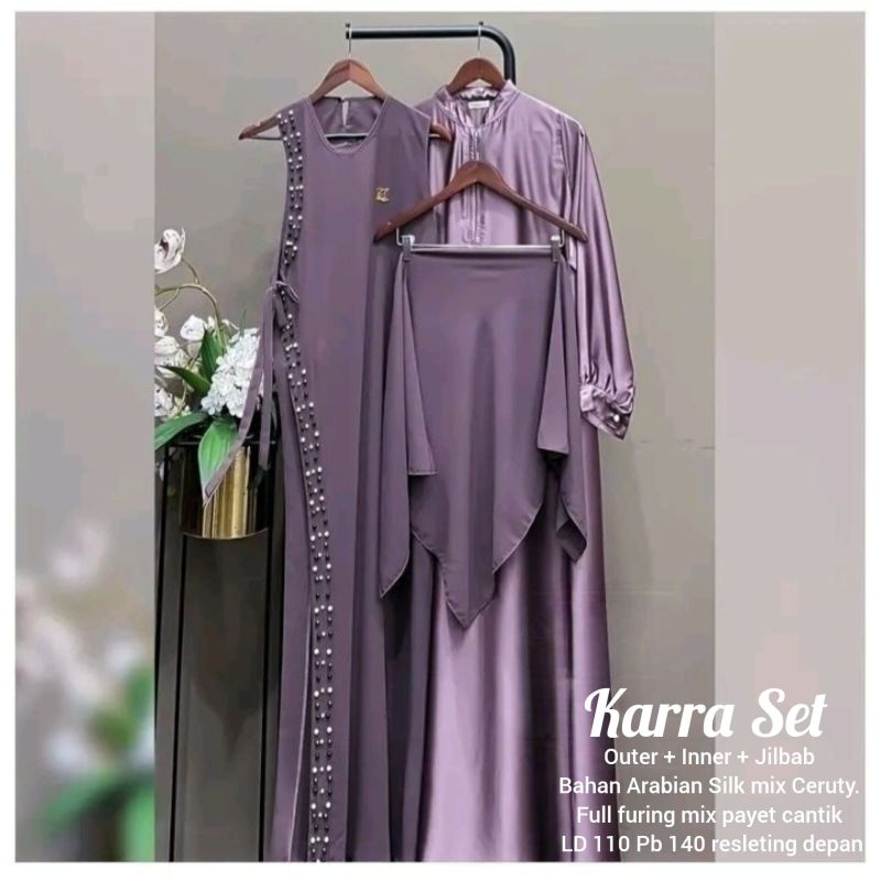 Jual Island set//Karra Set/Cookies Set/Famous Set/set gamis Slik outer ...
