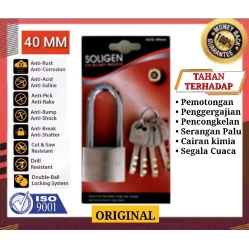 Jual GEMBOK SOLIGEN 40MM LEHER PANJANG FULL KUNINGAN BRASS ORIGINAL ...