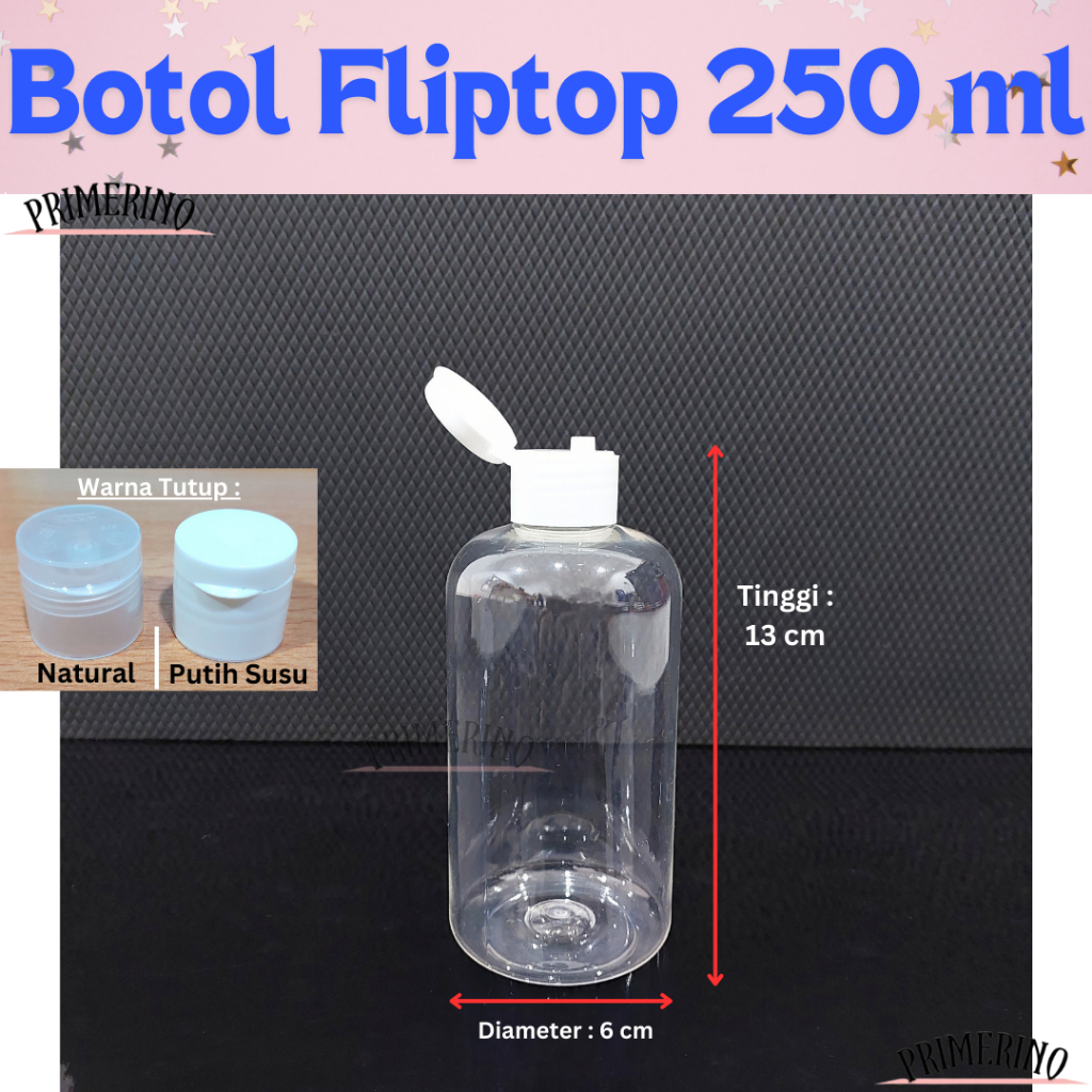 Jual Botol Fliptop 250 ml Bening / Botol Plastik Flip Top 250ml / Botol Lotion Sabun Shampoo ...