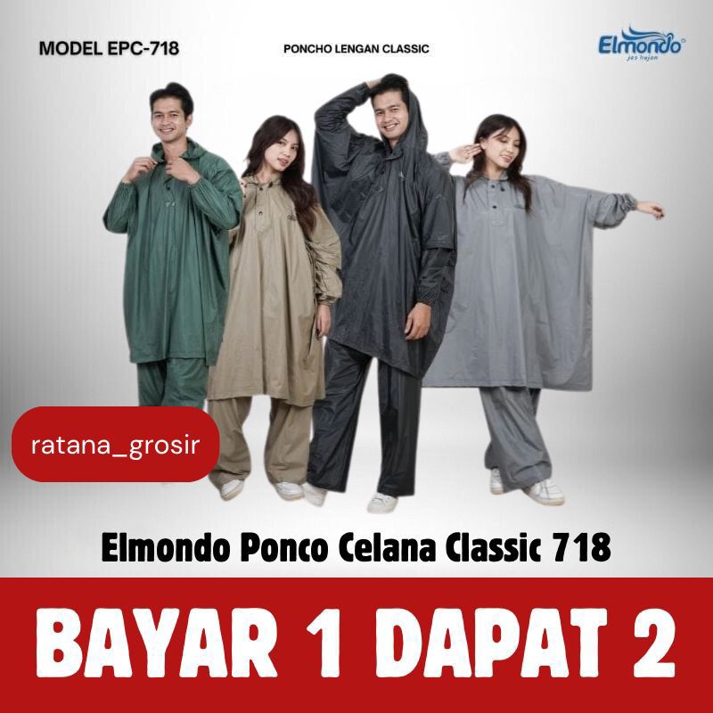 Jual PAKET HEMAT Jas Hujan Beli 1 Dikirim 2 Ponco Celana Classic Elmondo 718 | Shopee Indonesia