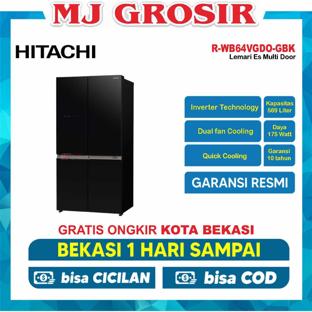 Jual KULKAS HITACHI R-WB 64 VGDO-GBK LEMARI ES 4 PINTU SIDE BY SIDE INVERTER | Shopee Indonesia