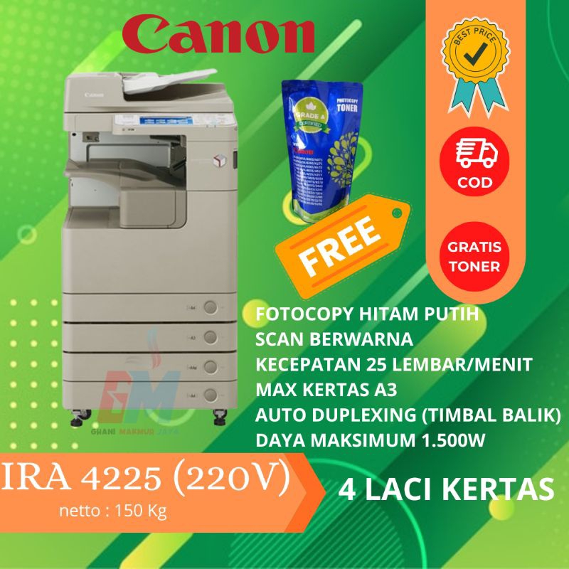 Jual Mesin Fotocopy Canon IRA 4225 Impor Eropa 220 Volt | Shopee Indonesia