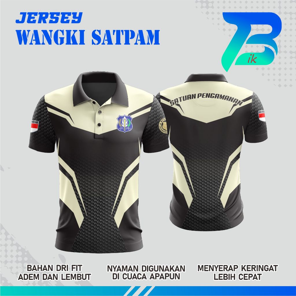 Jual JERSEY WANGKI SATPAM CREAM FULLPRINT / KAOS KERAH SATPAM CREAM ...
