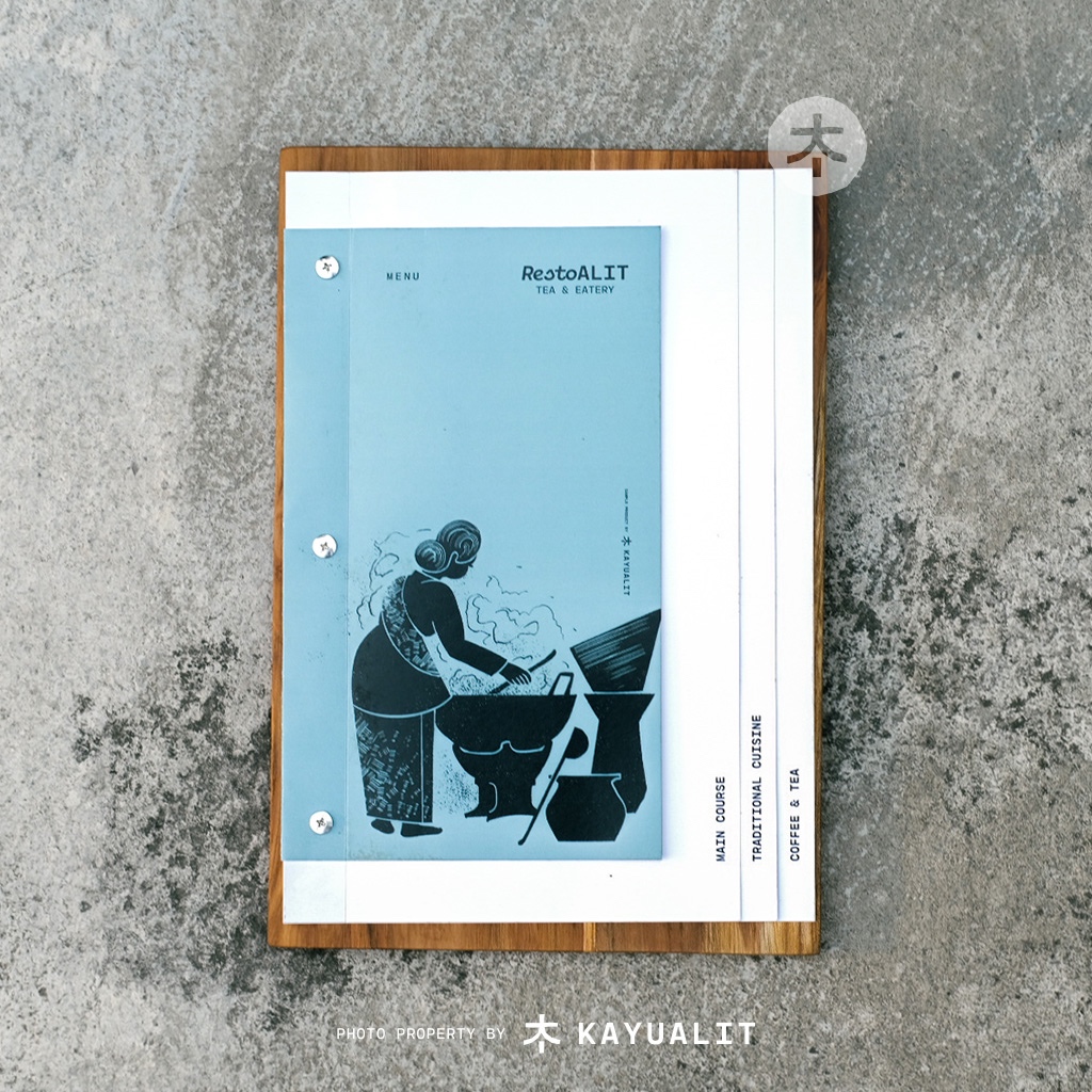 Jual Cover buku menu kayu jati perhutani / Menu Board / Wooden Book ...