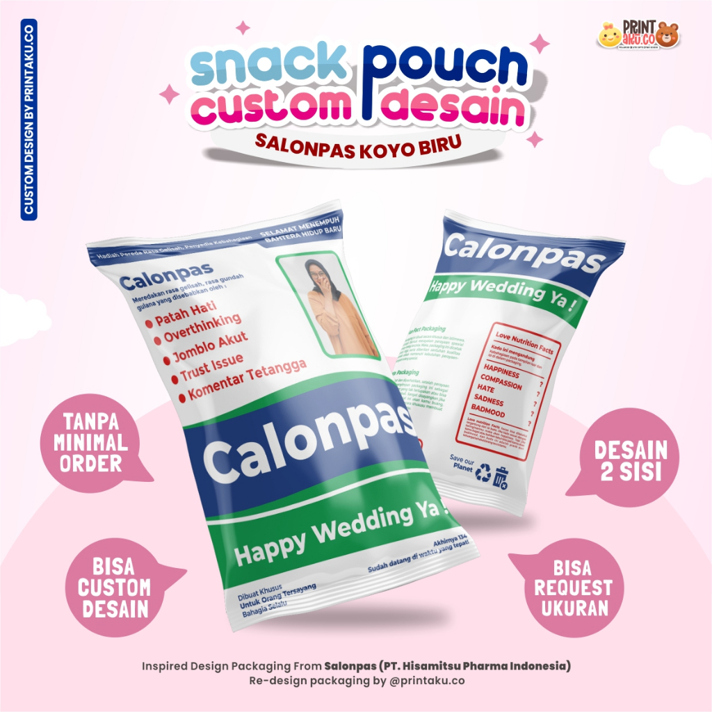 Jual Bungkus Kado Custom | Snack Custom Foto Teks Bungkus Kado Pouch ...