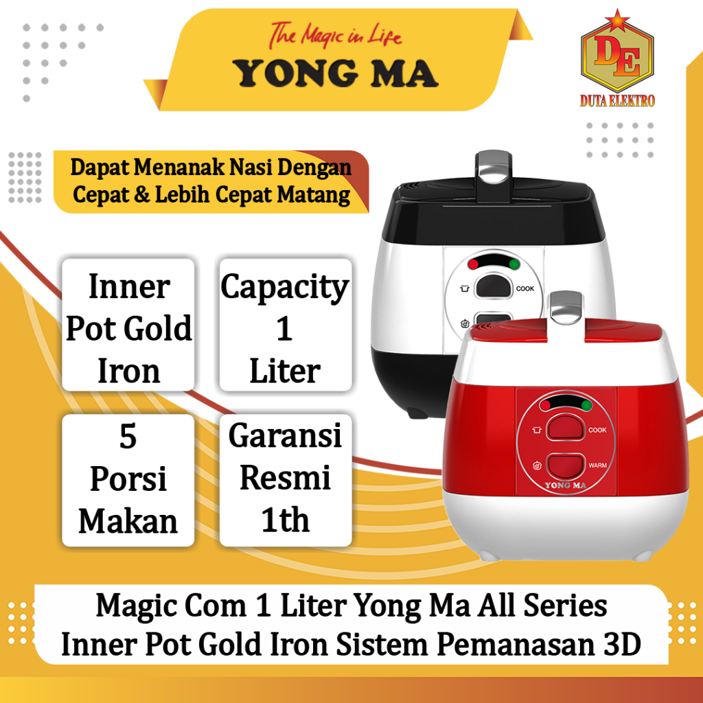 Jual Magic Com 1 Liter Yong Ma All Series Inner Pot Gold Iron Sistem ...