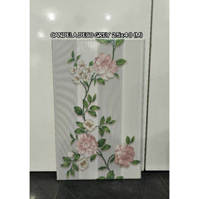 Jual 25X40 MULIA CERAMICS CANDELA DECO GREY KERAMIK LANTAI DINDING KAMAR MANDI TIMBUL GLOSSY ...