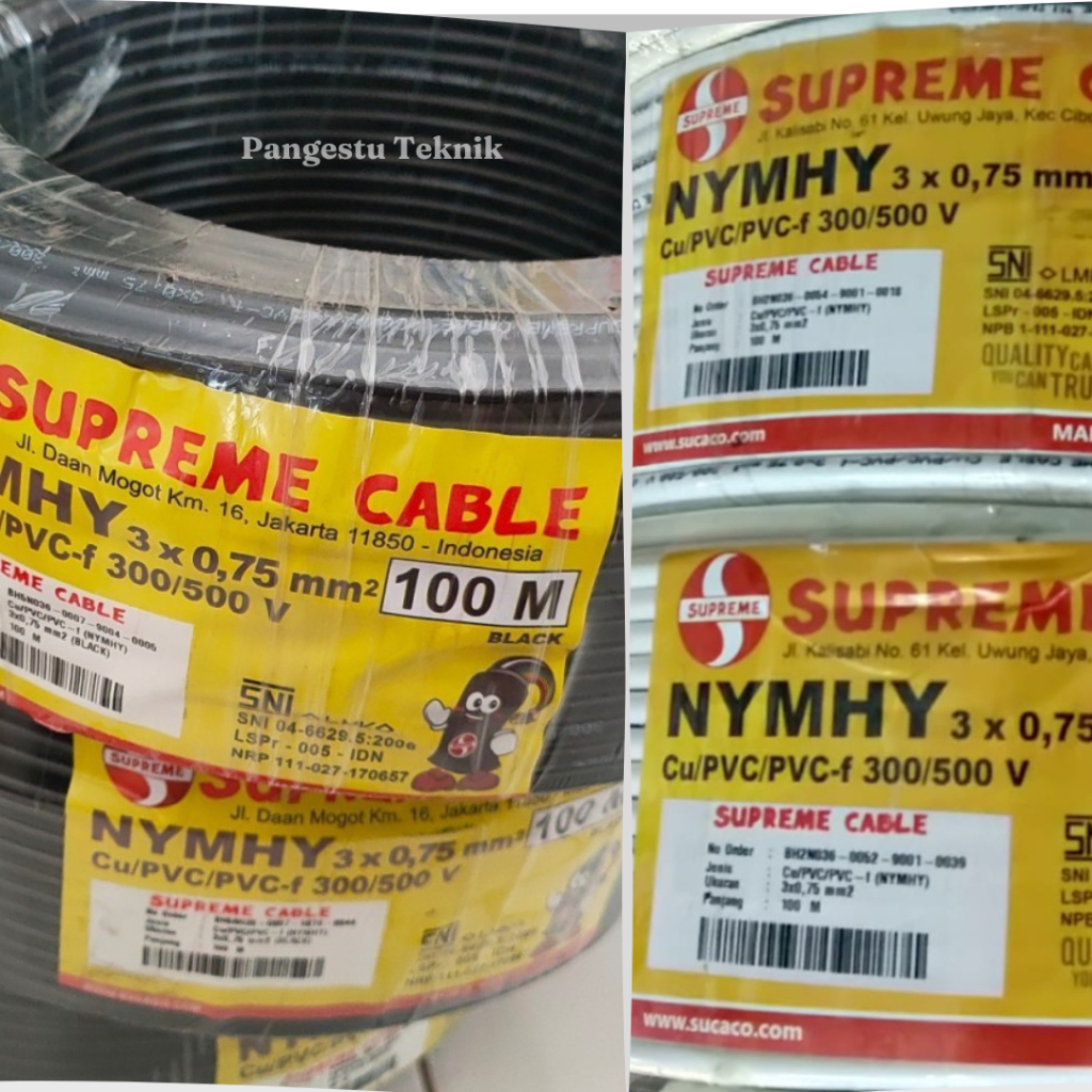Jual Kabel Serabut NYMHY NYYHY 3 x 0.75 mm Supreme / 3x0,75 mm / 100 meter Hitam atau Putih ...