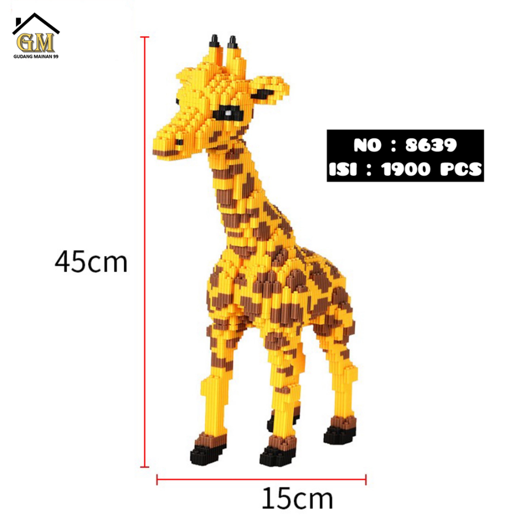 Jual GM99 - Nano Blocks Medium Series Giraffe 3D Model, Mainan Blok ...