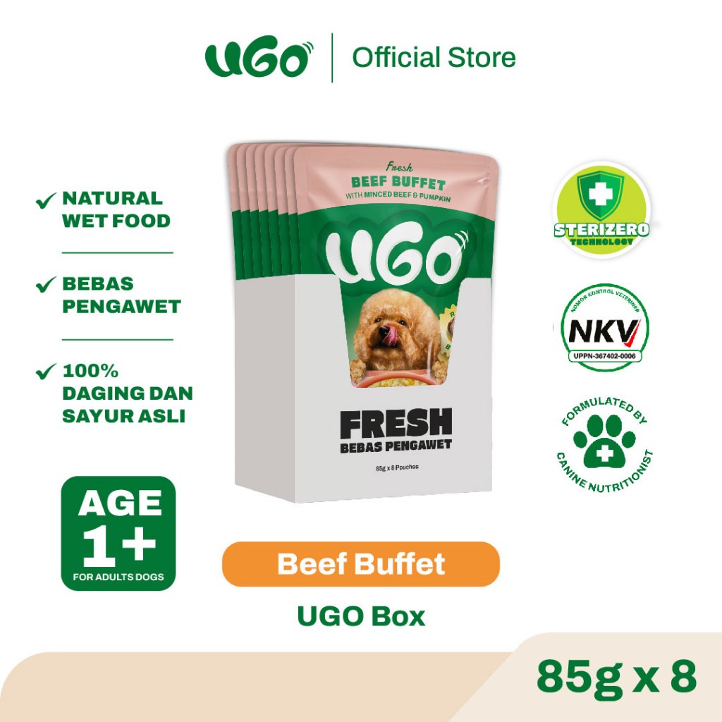 Jual UGO Box - Beef Buffet Fresh Wet Dog Food Makanan Anjing Basah 85gr ...