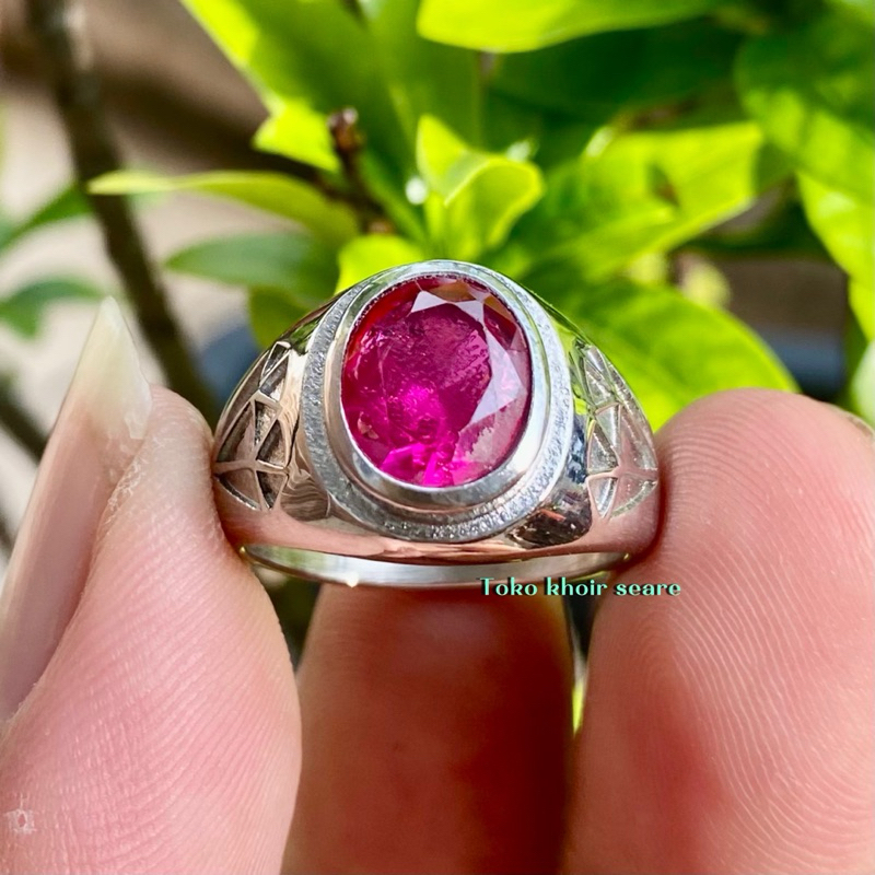 Jual CINCIN BATU MERAH SIAM ROSE CATING SUPER KEREN MINIMALIS | Shopee ...
