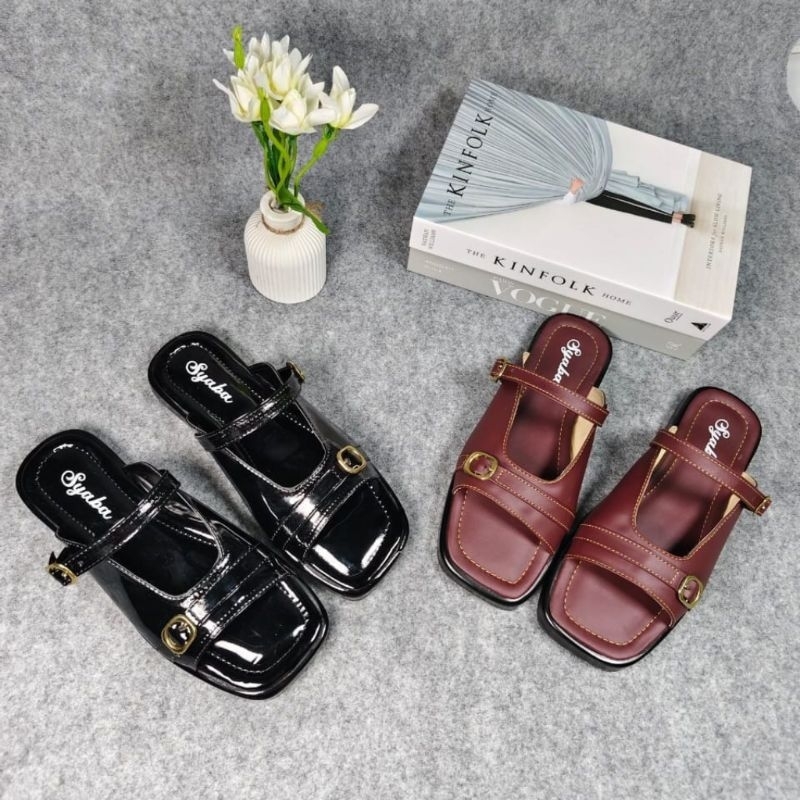 Jual Sendal Model Slop | Syaba Sandal Hitam Wanita | Shopee Indonesia